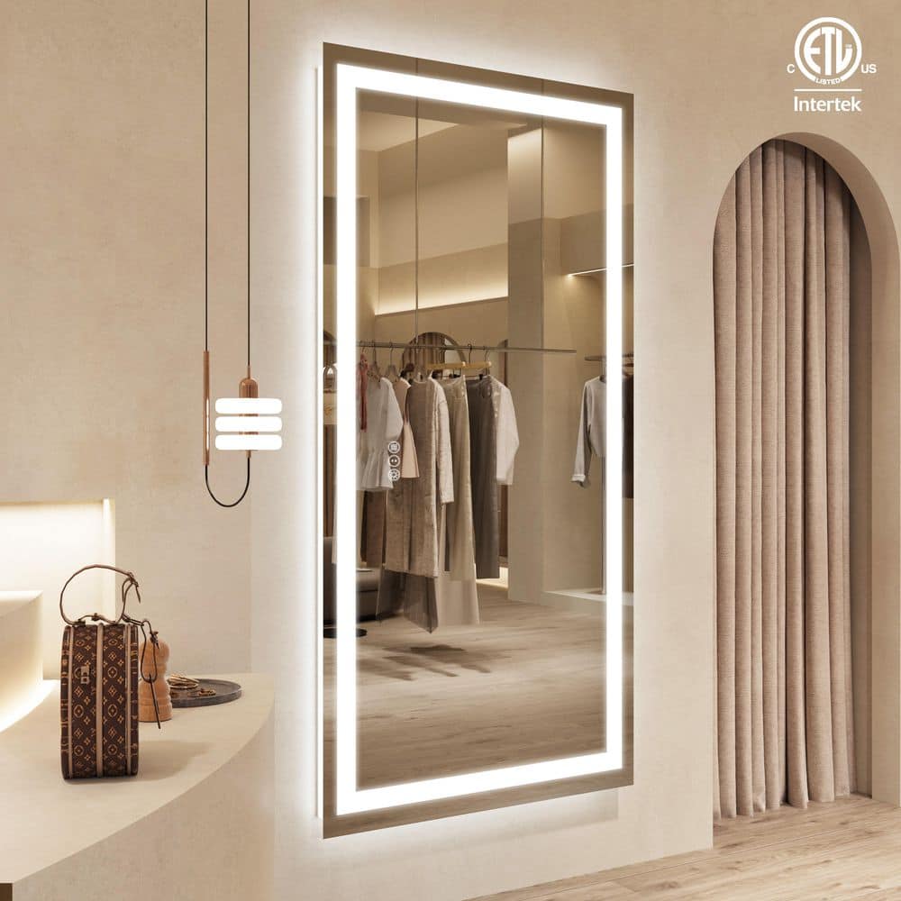 Rizitoc 72 in. W x 36 in. H Rectangular Frameless LED Anti-Fog Wall ...