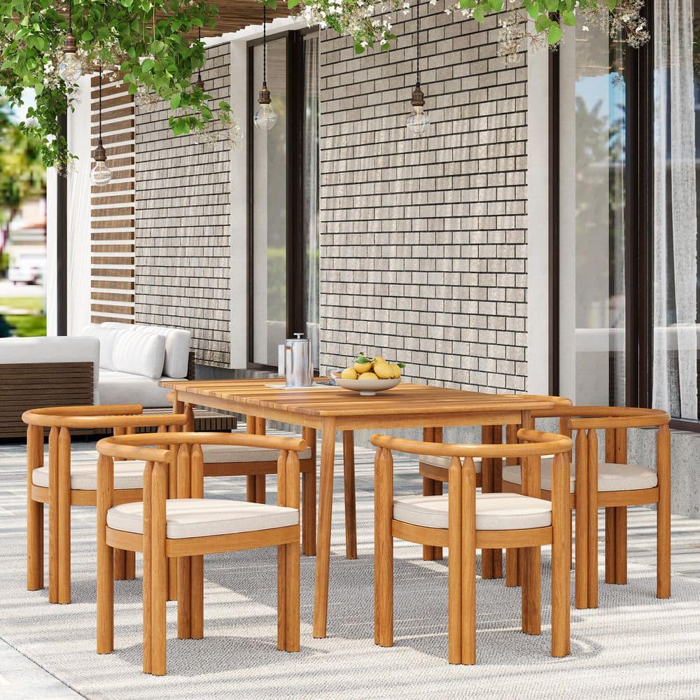 CHRISTOPHER KNIGHT HOME Calden Rustic Patio 7-Piece Teak Finish Wood ...