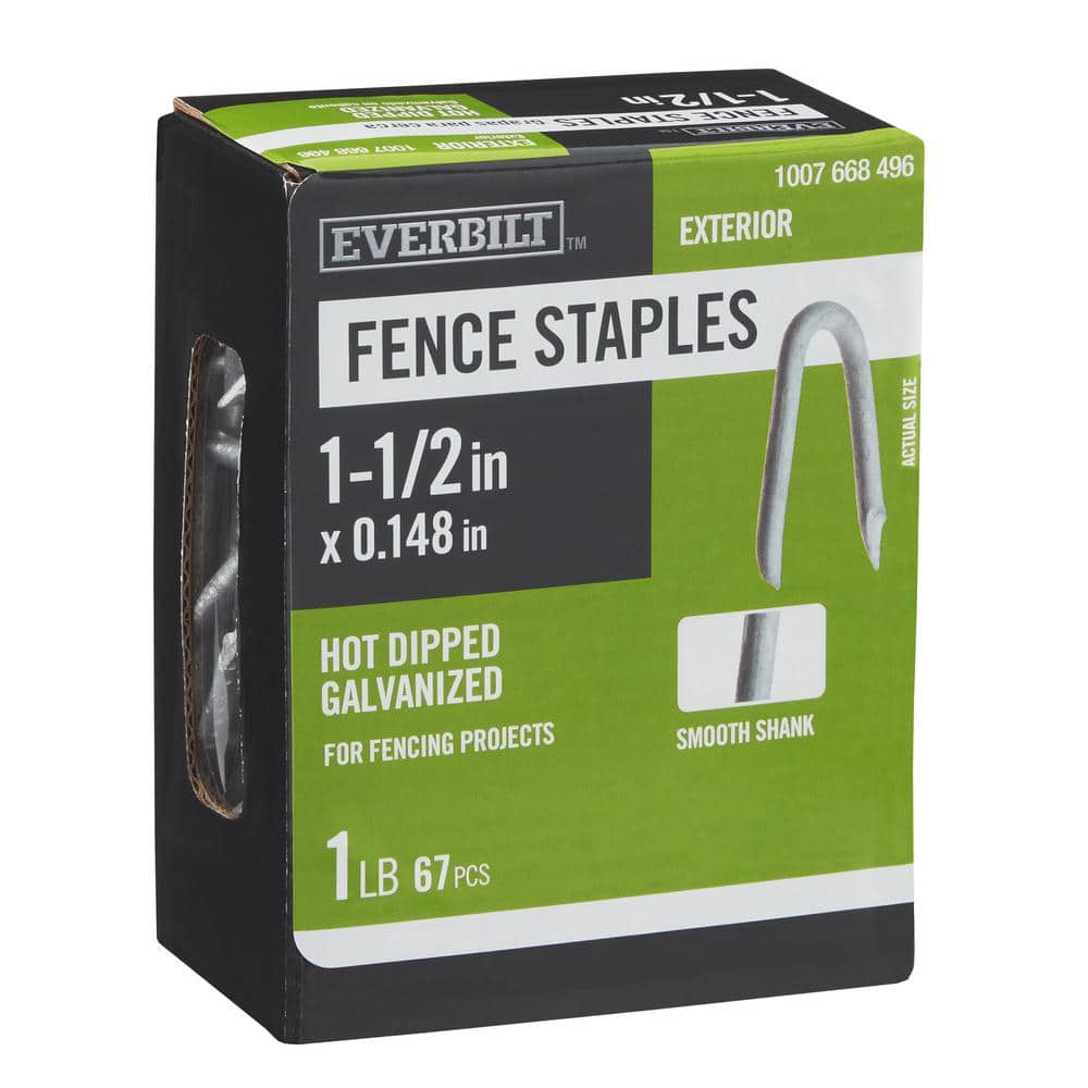 Everbilt 1-1/2 in. x 9/16 in. Crown Hot Dipped Galvanized Fence Staples ...