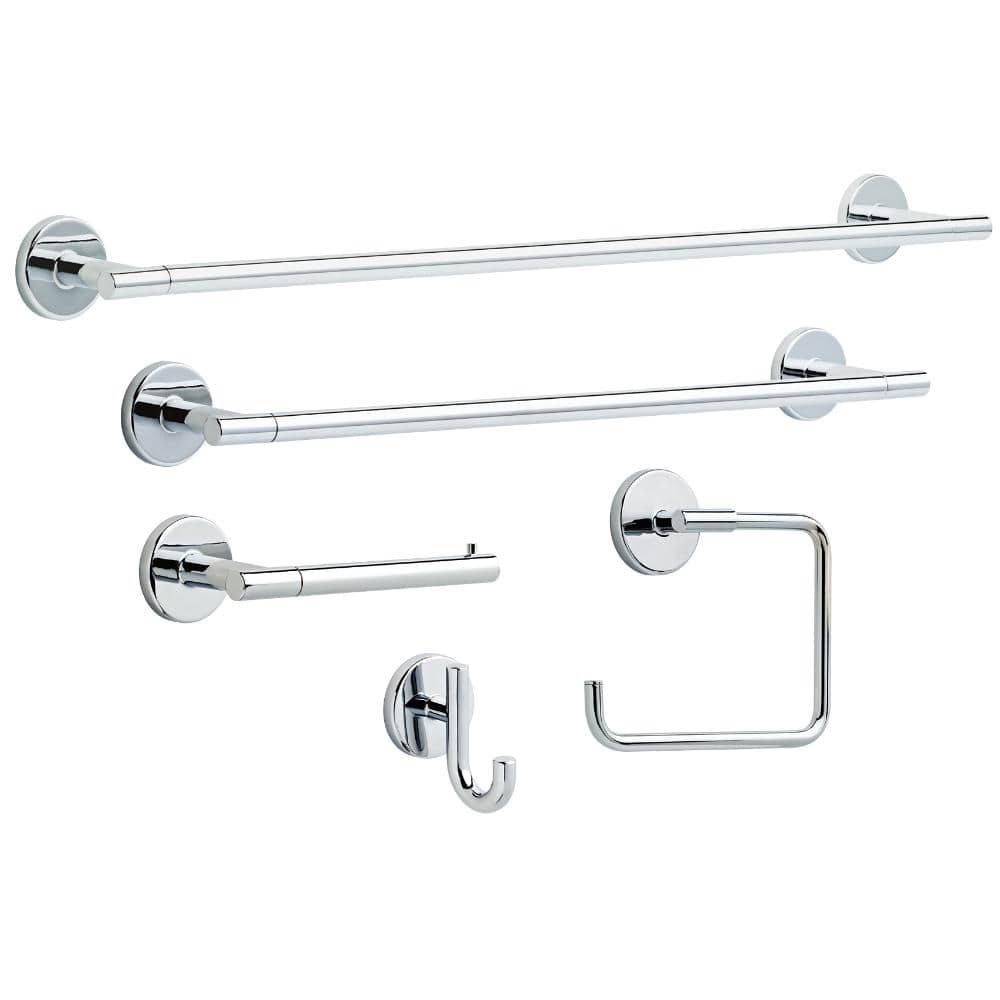 Delta Trinsic Polished Chrome Bath Hardware Set: 30 in. & 24 in. Towel ...