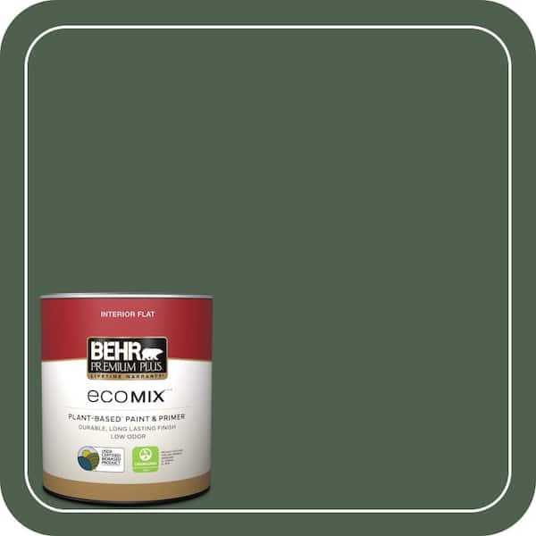 BEHR PREMIUM PLUS 1 qt. #450F-7 Hampton Green Flat EcoMix Plant-Based ...