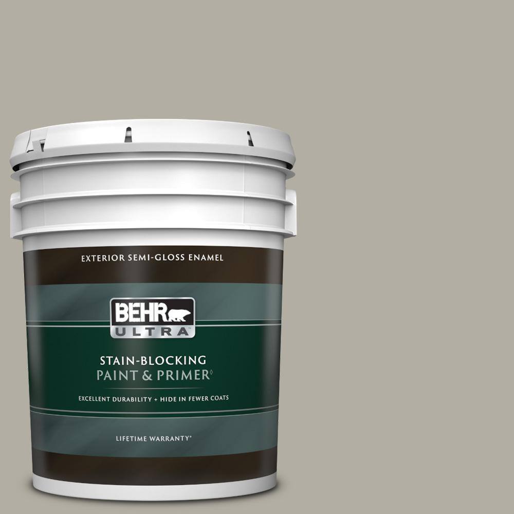 BEHR ULTRA 5 gal. #790D-4 Granite Boulder Semi-Gloss Enamel Exterior ...