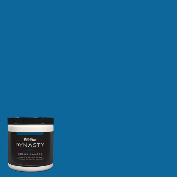 BEHR DYNASTY 8 oz. #MQ4-58 Mondrian Blue One-Coat Hide Satin Enamel ...
