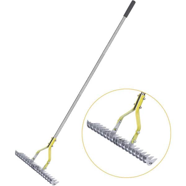 Laybus 14 in. Wide Heavy Duty 14 Tines Metal Bow Rake with 60 in ...