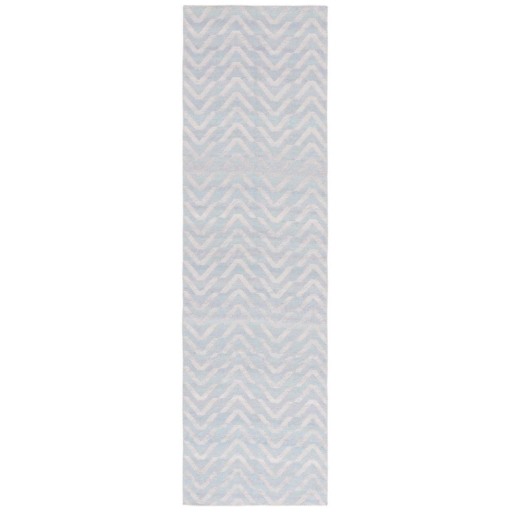 SAFAVIEH Cabo 2 ft. x 8 ft. Light Blue/Beige Chevron Geometric Runner ...