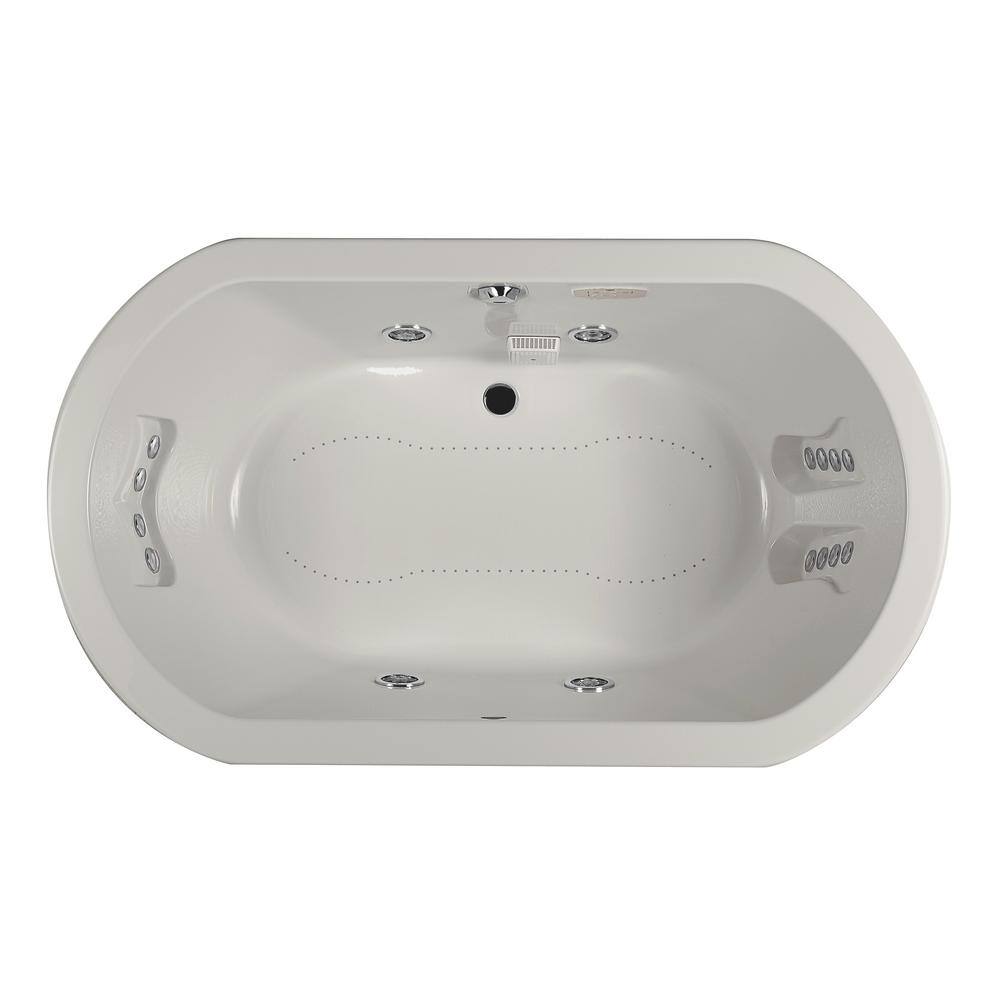 JACUZZI ANZA 72 in. x 42 in. Oval Combination Bathtub with Center Drain ...