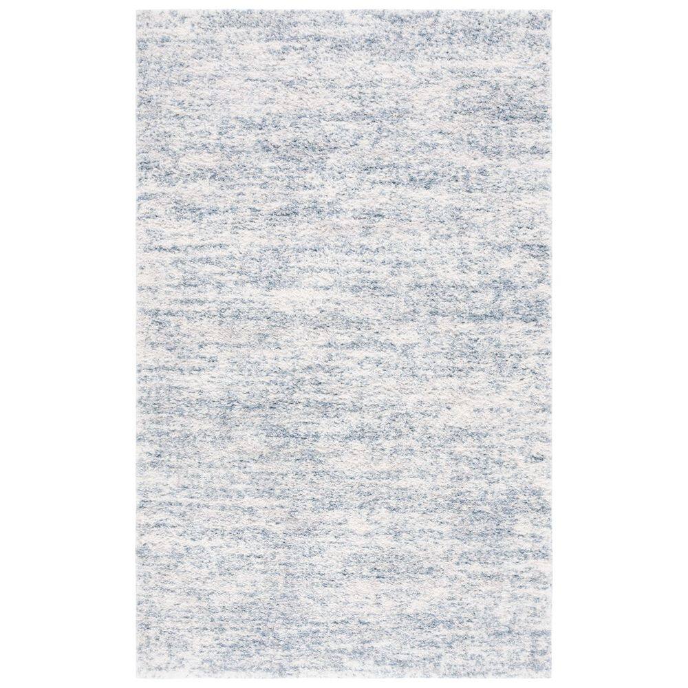 SAFAVIEH Berber Shag 5 ft. x 8 ft. Ivory/Light Aqua 2-Toned Solid Area ...