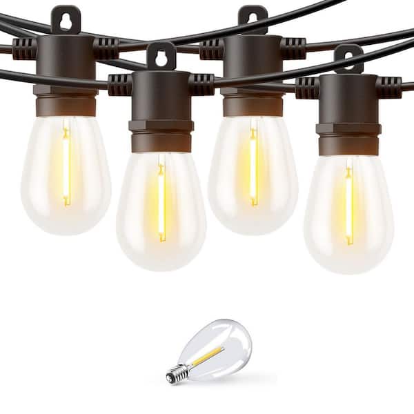 ZXXC E12 Dimmable 17-Light 50 ft. Indoor/Outdoor Plug-In LED Edison String-Light Waterproof ...