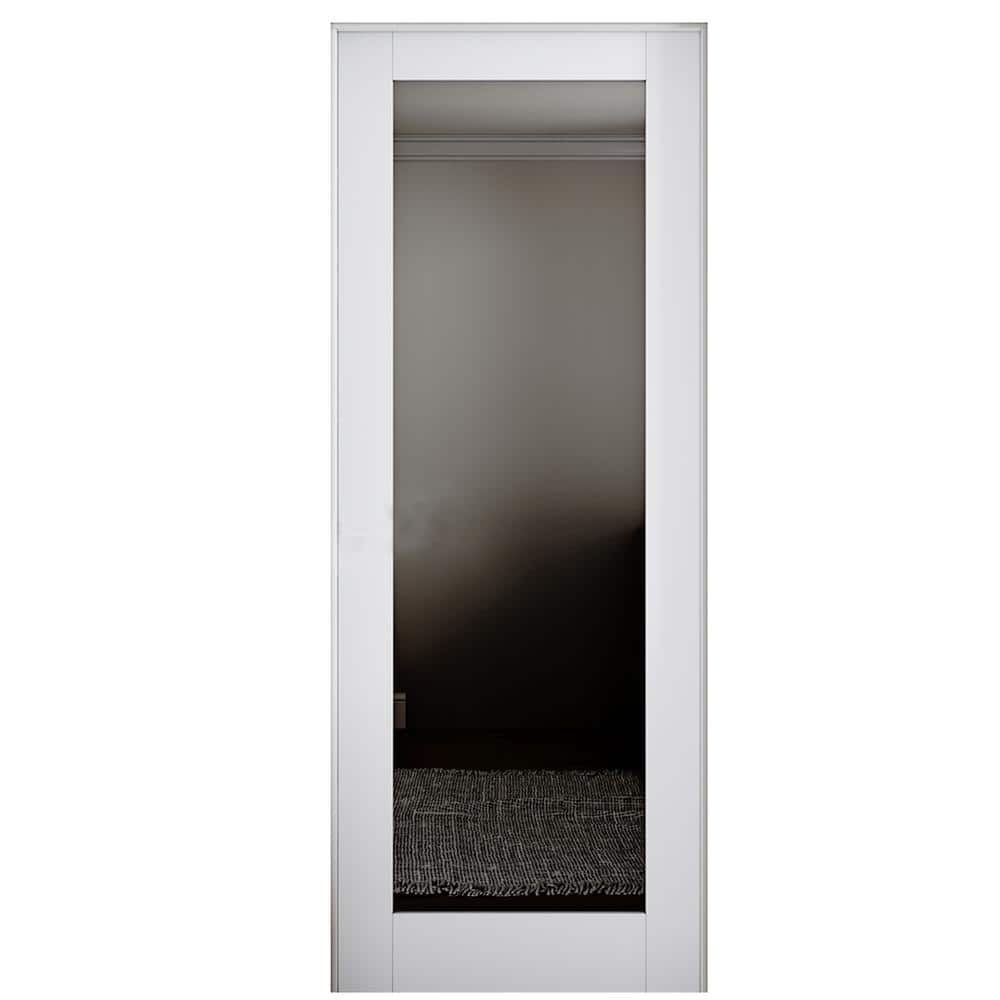 ARK DESIGN 30 in. x 80 in. 1-Lite Mirrored Glass Right Handed White ...