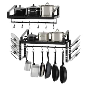 KES Matte Black 30 in. Wall Mount Rectangular Pot Rack for Kitchen 2 ...