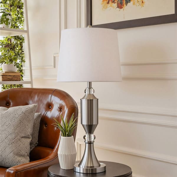 StyleCraft 31.25 in. Brushed Steel Industrial Table Lamp for Living ...