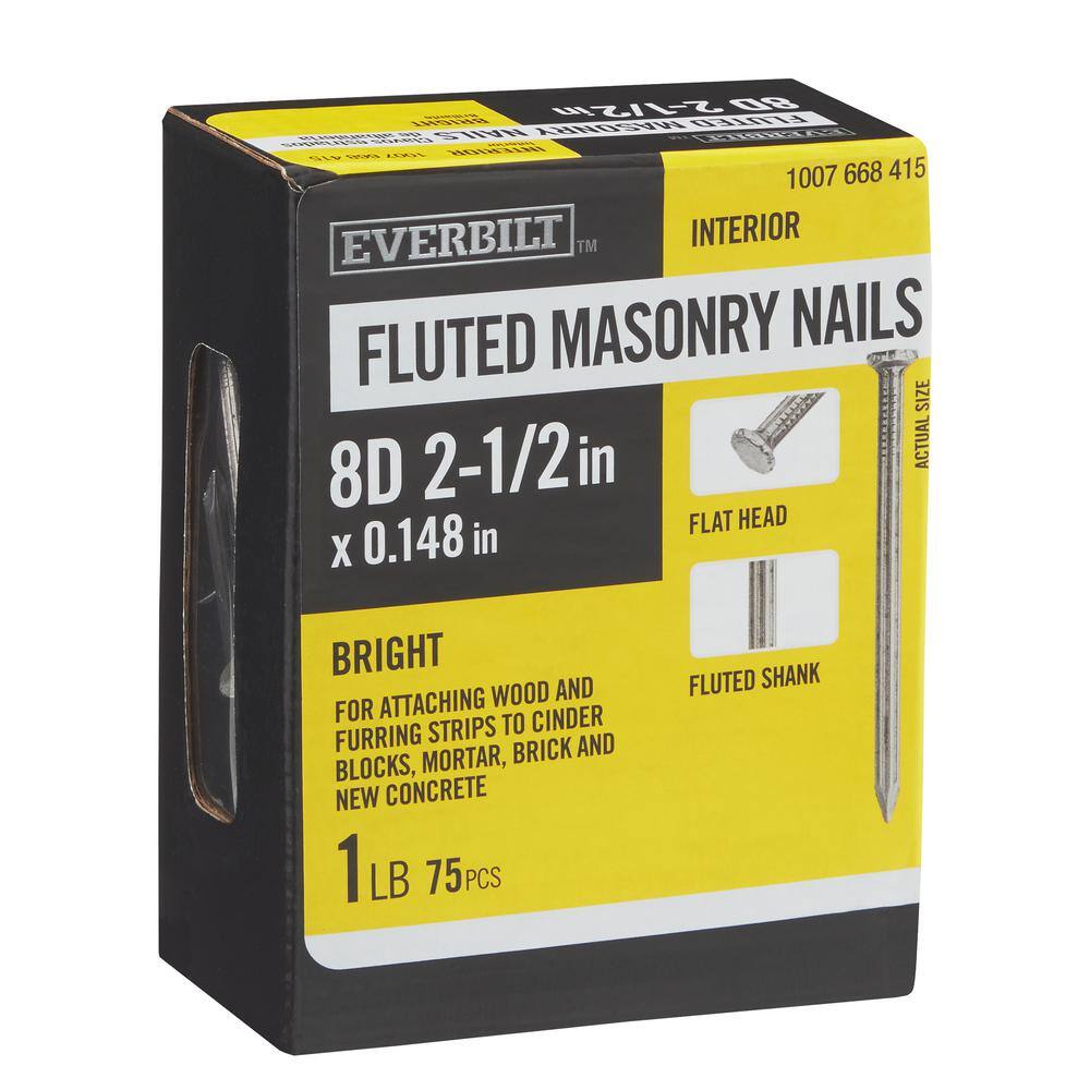 Everbilt 2-1/2 in. x 8D Bright Non-Collated Flooring Nail Fluted ...