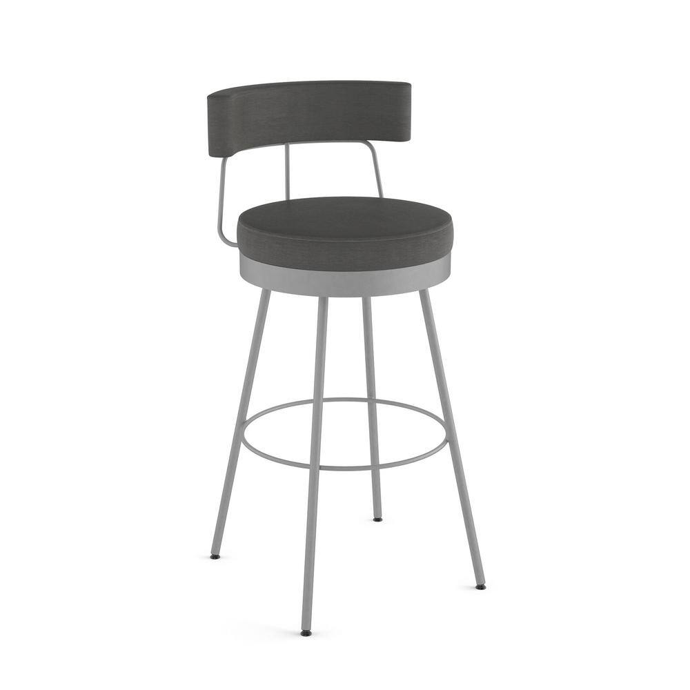 Amisco Urbana 26 in. Dark Grey PVC / Silver Grey Metal Swivel Counter Stool 44581-26WE/1B53MDF4 ...