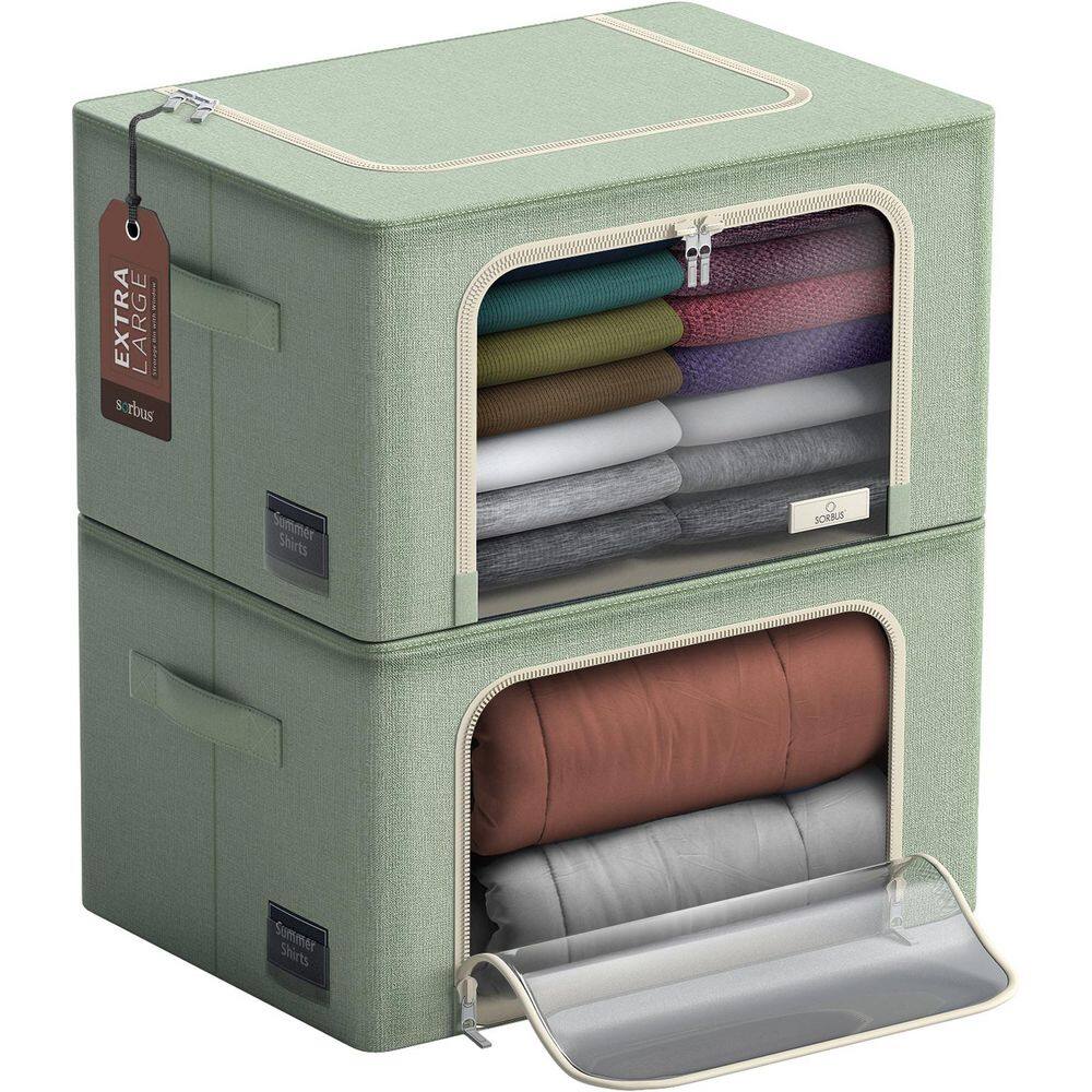 Sorbus Green 24 in. x 14 in. Fabric Decorative Box Set of 2, Jumbo ...