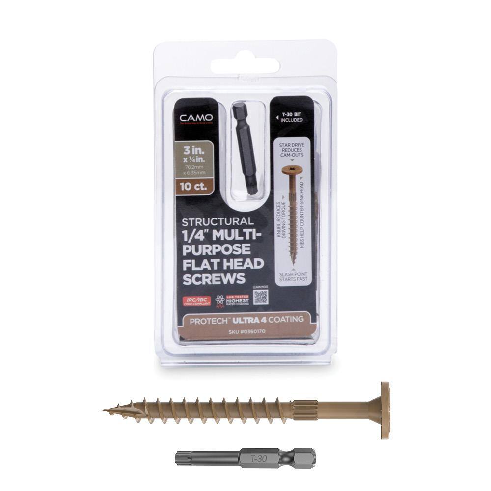 CAMO 1/4 in. x 3 in. Star Drive Flat Head Multi-Purpose Structural Wood ...