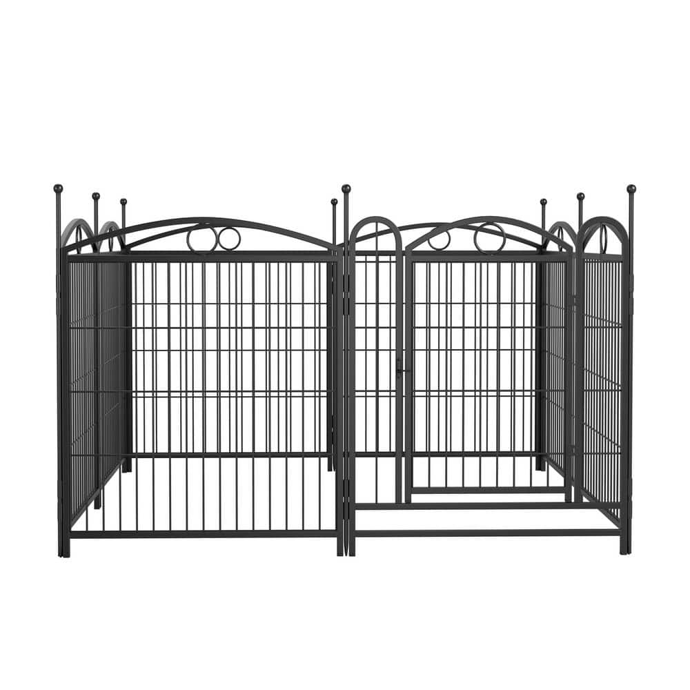 Tidoin 32 in. H 8-Panel Black Metal Heavy Duty Portable Garden Fence ...