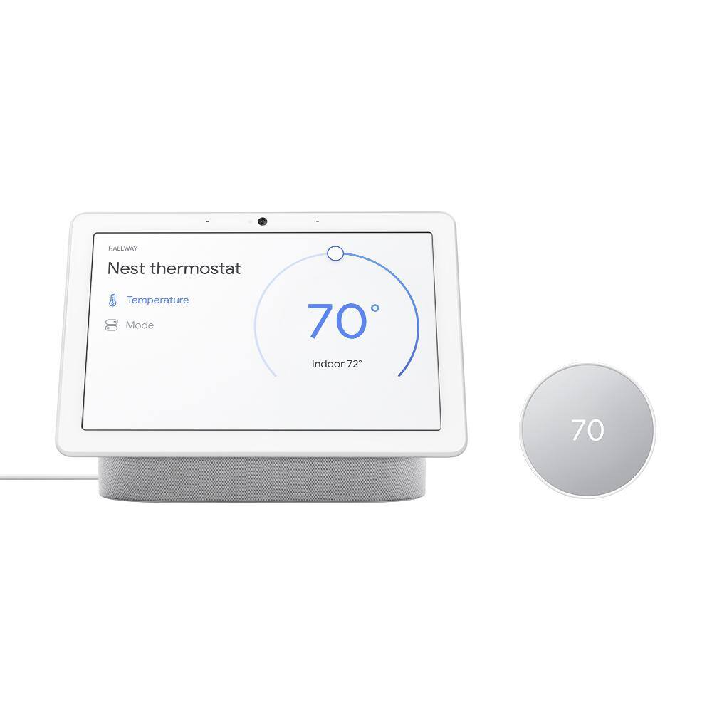 Google Nest Thermostat Snow Plus Nest Hub Max 10 ft. Smart Display ...