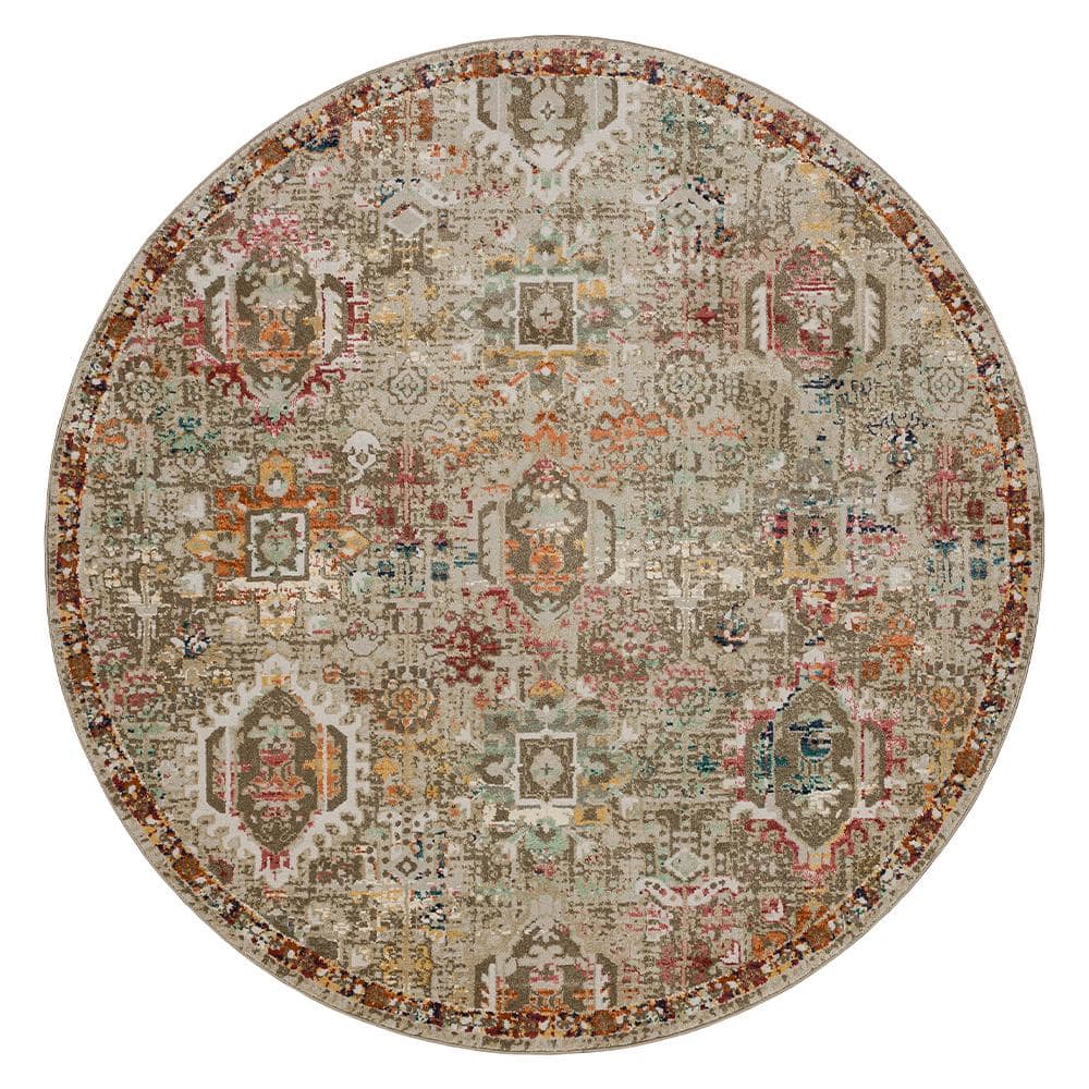 Home Decorators Collection Medallion Tan 7 ft. 10 in. Round Indoor Area ...