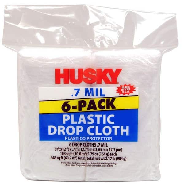 HUSKY 9 ft. x 12 ft. Drop Cloths (6-Pack) DCHK-07-6-6 - The Home Depot