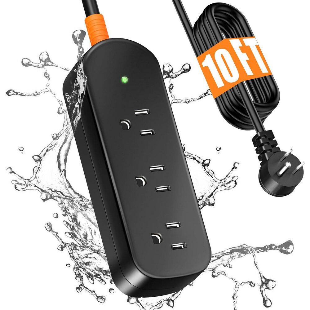 Lukyamzn Outdoor Weatherproof Power Strip 10FT Extension Cord IPX6 ...