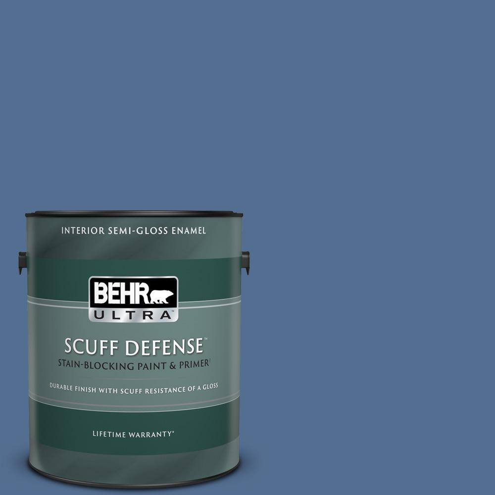 BEHR ULTRA 1 gal. #M530-6 Charter Blue Extra Durable Semi-Gloss Enamel ...
