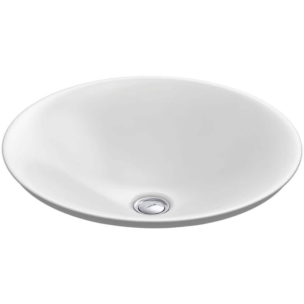 KOHLER Carillon Round Vitreous China Bathroom Sink in White K-7806-0 ...