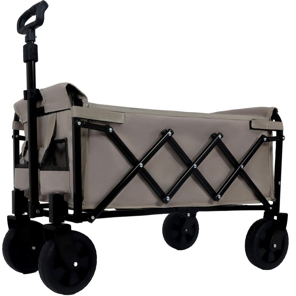 4 cu. ft. Steel Garden Cart, Expandable Dual-Layer Utility Wagon with ...