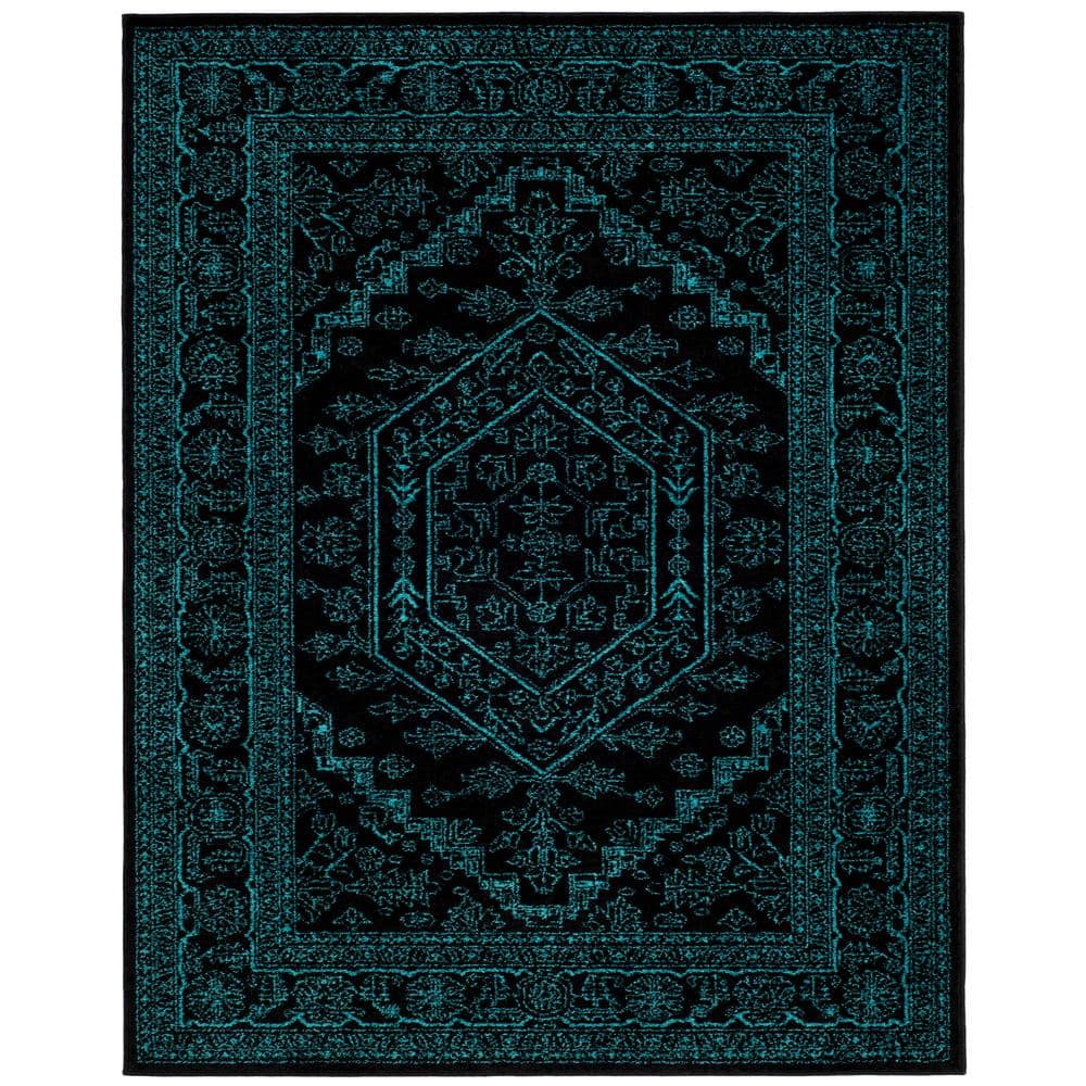 Reviews for SAFAVIEH Adirondack Black/Teal 9 ft. x 12 ft. Border ...
