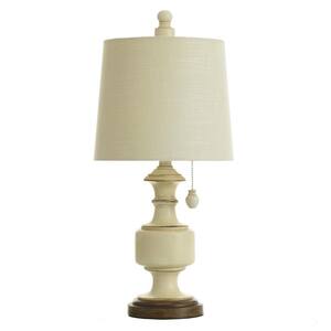 StyleCraft 24 in. Distressed Cream Table Lamp with Softback Fabric ...