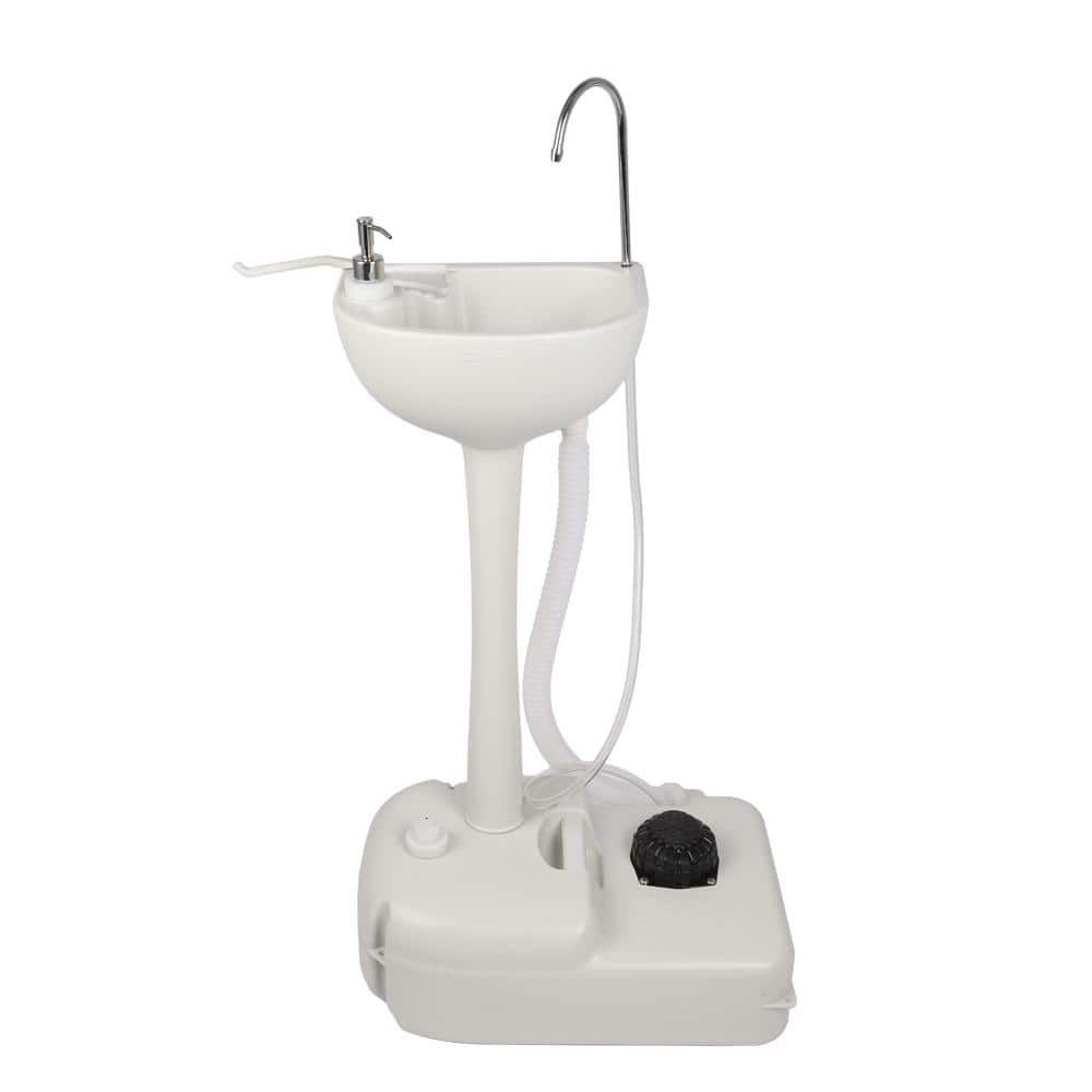 Karl home Portable 19 in. L White Outdoor Sink Hand Wash Basin ...