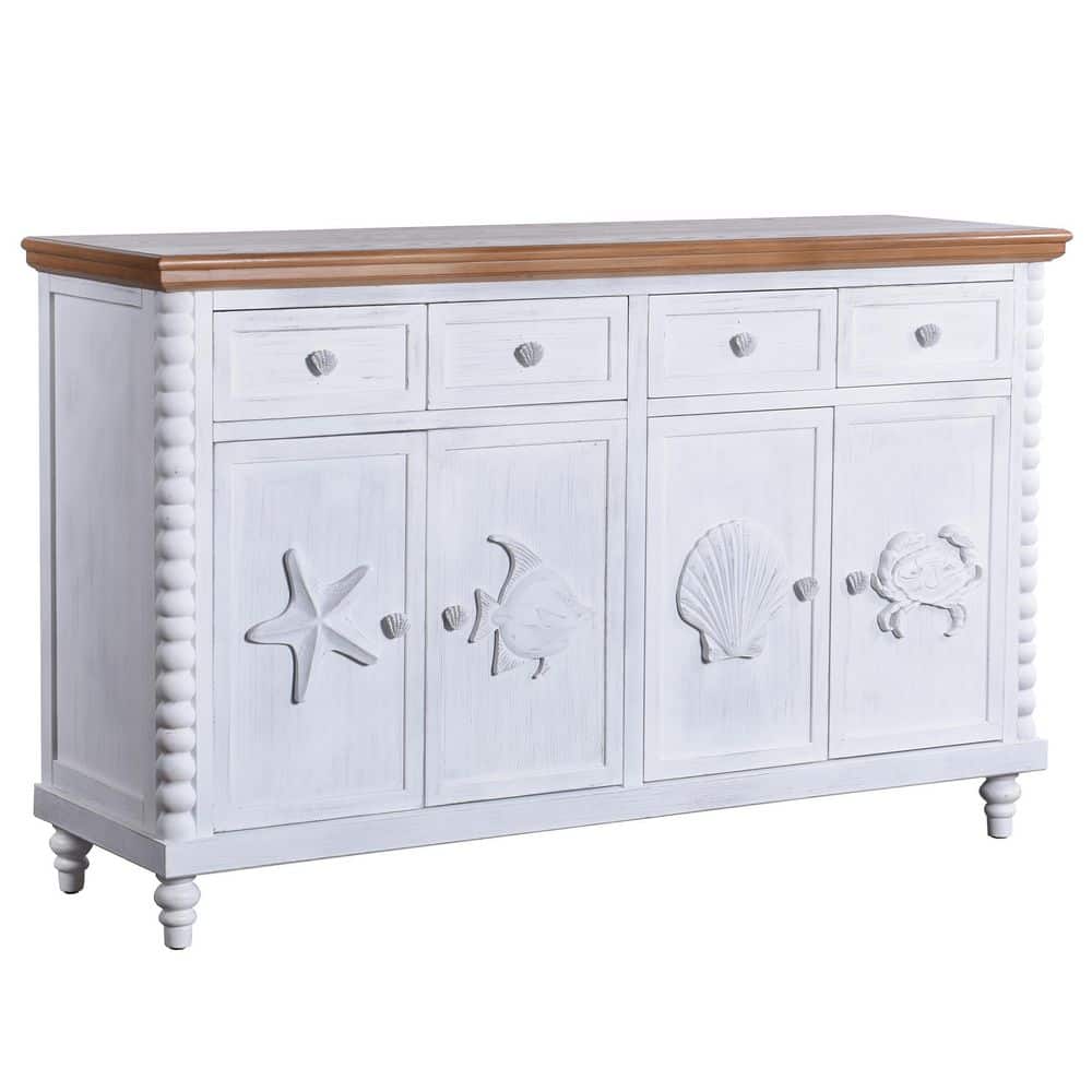 StyleCraft Montauk 4-Drawer Blue/Gray Mist Solid Wood MDF with Ash ...