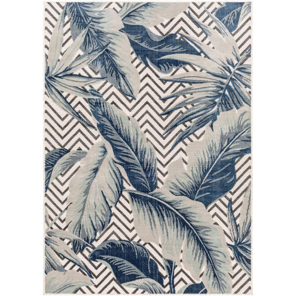 Artistic Weavers Cabo Blue/Cream Botanical 2 ft. x 4 ft. Indoor/Outdoor ...