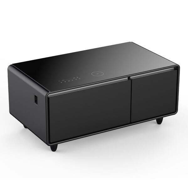 Black Plastic Outdoor Smart Side Table Coffee Table with Fridge ...