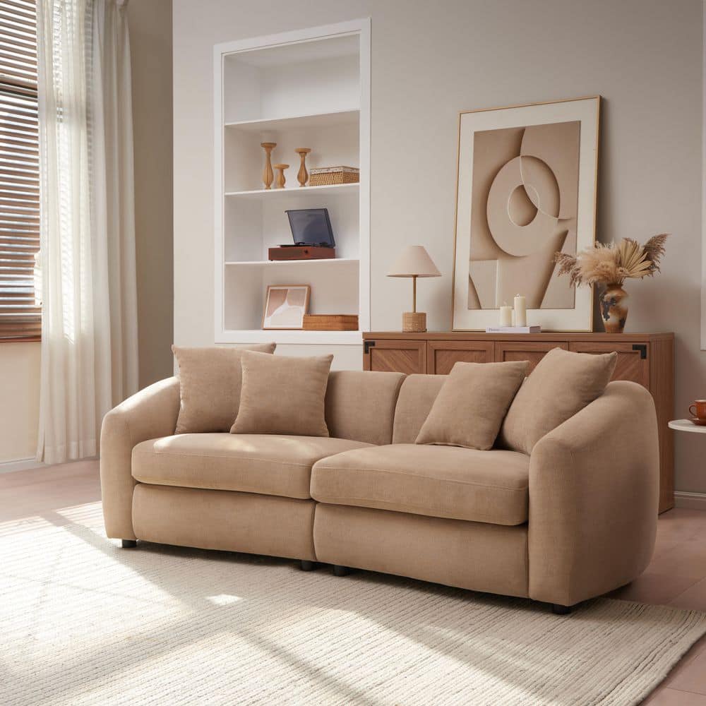 CHRISTOPHER KNIGHT HOME Chikafusa 87 in. Round Arm Cloud Curved Velvet ...