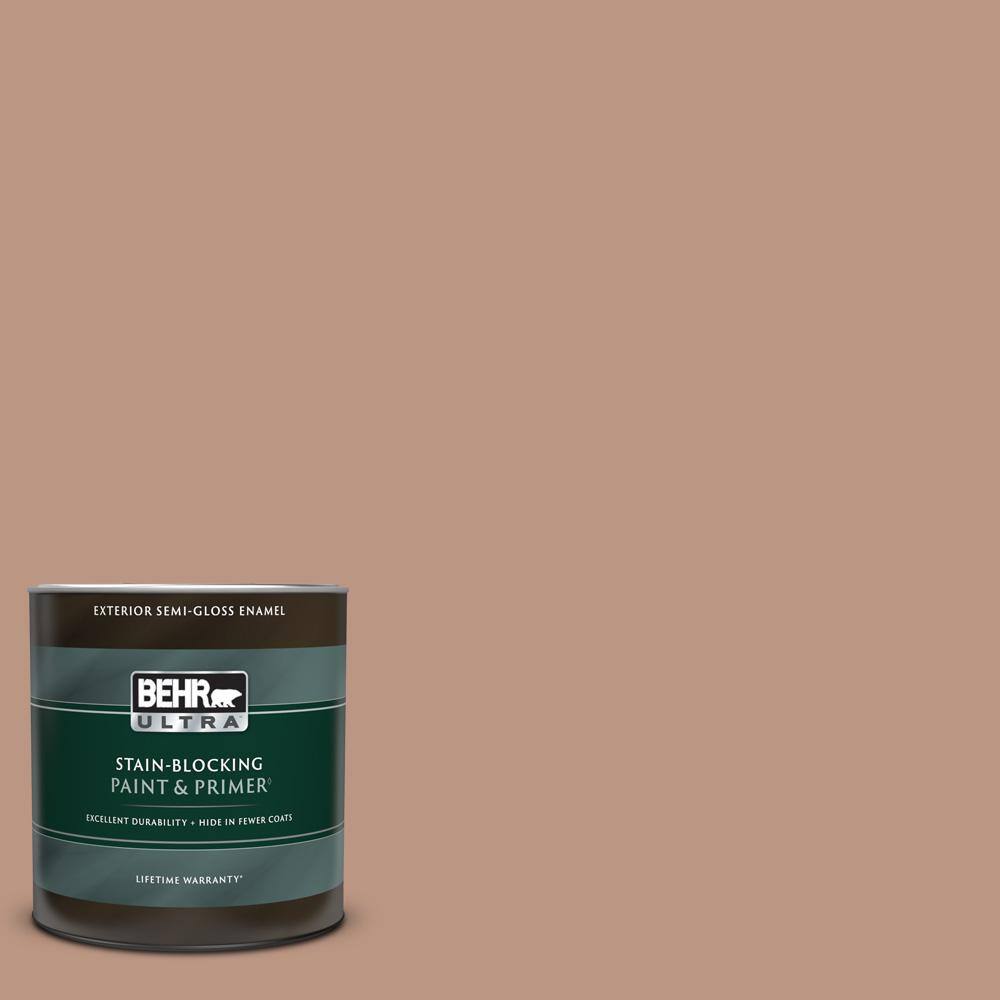 BEHR ULTRA 1 qt. #S190-4 Spiced Brandy Semi-Gloss Enamel Exterior Paint ...