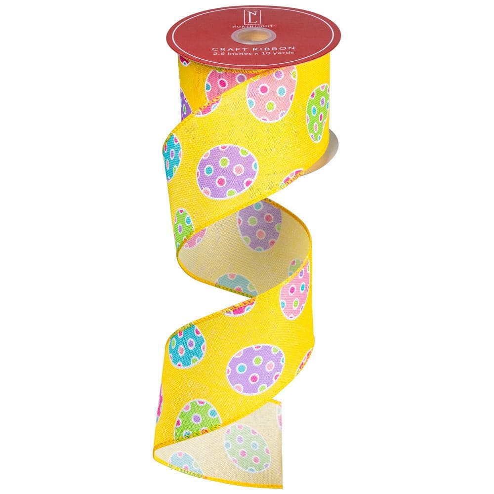 Northlight Easter Egg Design Wired Spring Craft Ribbon-2.5 in. x 10 ...