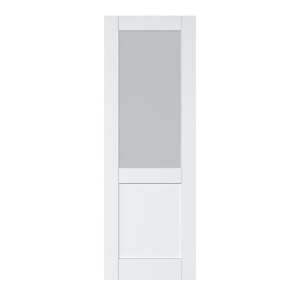 ARK DESIGN 28 in. x 80 in. White Primed 1/2-Lite Frosted Glass door ...