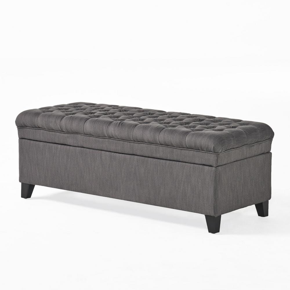 CHRISTOPHER KNIGHT HOME Gray 50 in. Tufted Fabric Bedroom Bench with ...