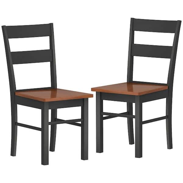 HOMCOM Dining Chairs, Set of 2 Farmhouse Kitchen & Dining Room Chairs ...