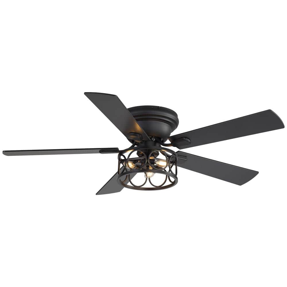 Airsurfer 52 in. Indoor Black Farmhouse Dual Finish 6-Speed Flush Mount ...