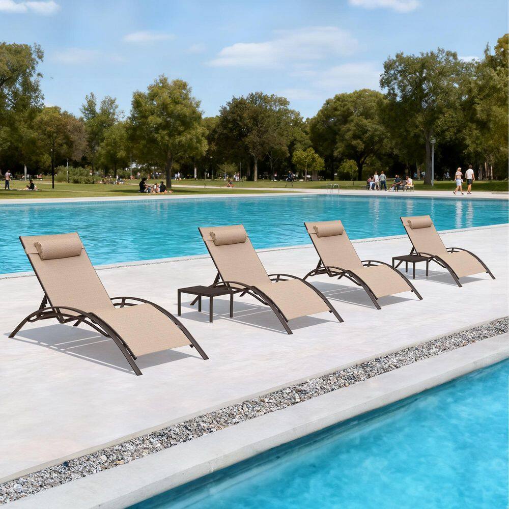 PURPLE LEAF 4 Piece Oversized Chaise Lounge Outdoor Beach Pool ...