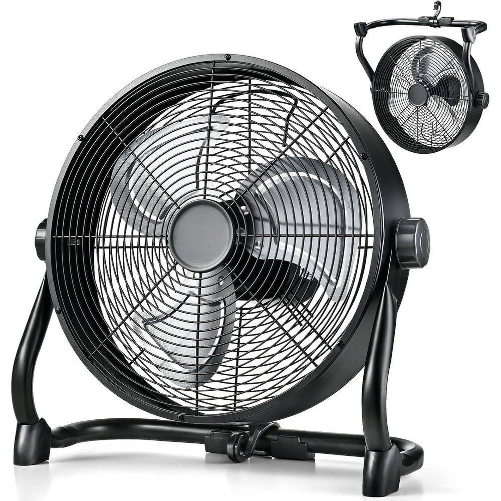 WOCK 12 in. 9-Speed Battery Powered Floor Fan in Black with 360° Tilt ...