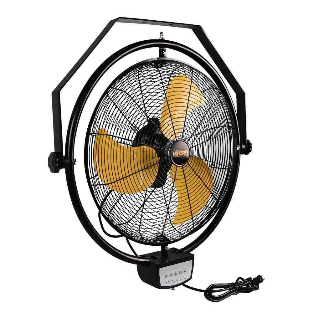 Edendirect 20 in. 3-Speed Oscillating High Velocity Yellow Wall Mount ...
