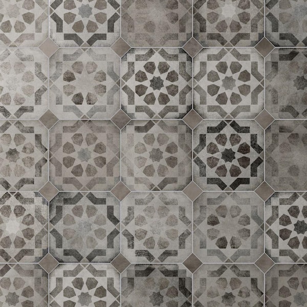 Merola Tile Laverton Octagon Arena with Taco Grafito 8 in. x 8 in ...