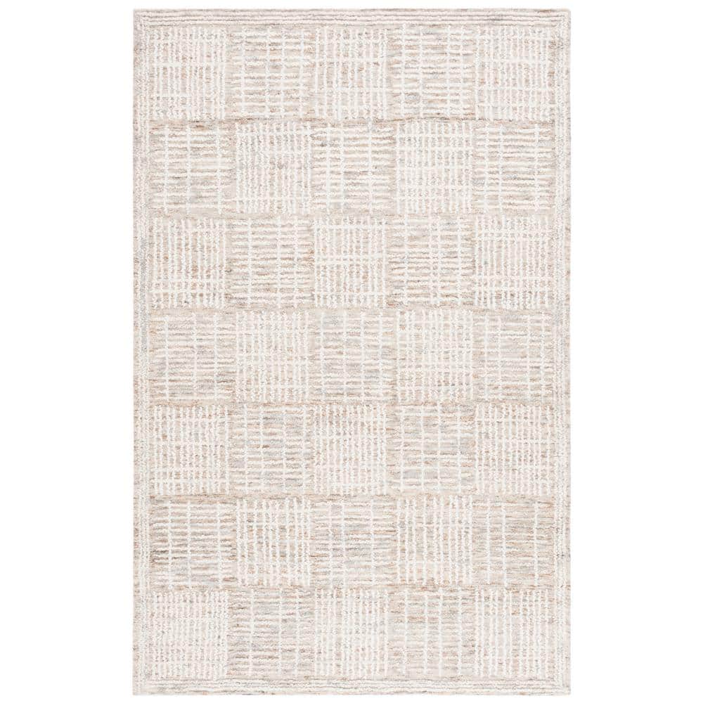 SAFAVIEH Abstract Brown/Ivory 8 ft. x 10 ft. Checkered Unitone Area Rug ...
