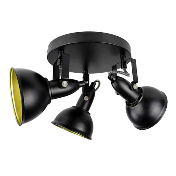 TAIFOND 8.26 in. 3-Light Matte Black Track Lighting Kit with Metal ...