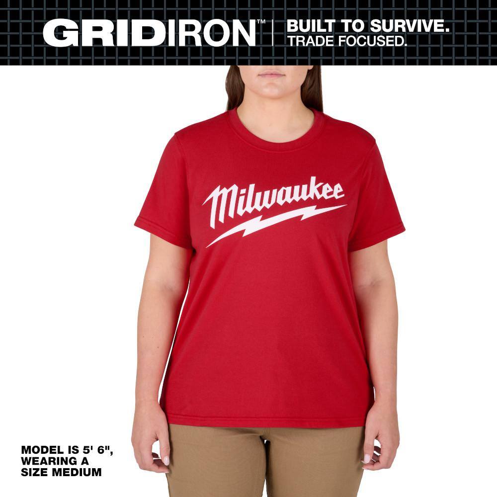 Milwaukee Women's X-Small Red GRIDIRON Heavy Duty Short Sleeve T-Shirt F453R-XS - The Home Depot