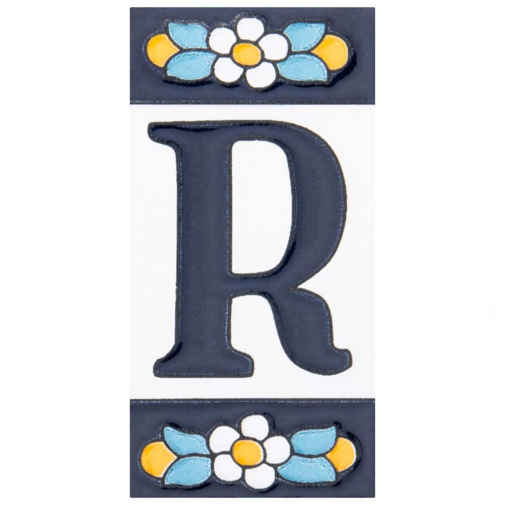 Merola Tile Sevillano Flora Address Letters R 2-1/8 in. x 4-3/8 in ...