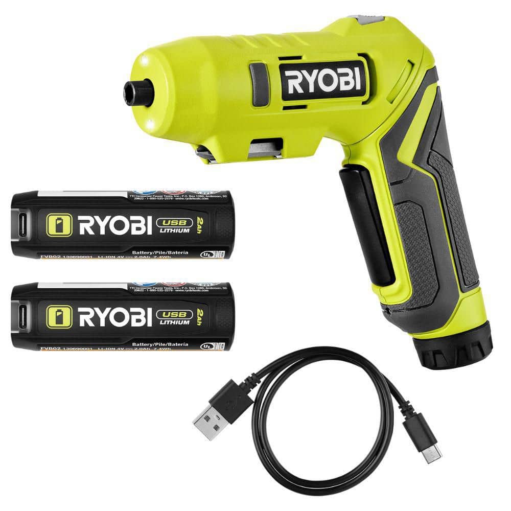 RYOBI USB Lithium Screwdriver Kit with USB Lithium 2.0 Ah Lithium ...