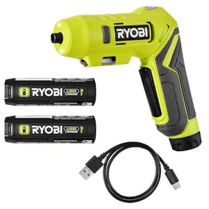 RYOBI 4V Cordless 1/4 in. Screwdriver with Impact Rated Driving Set (40 ...